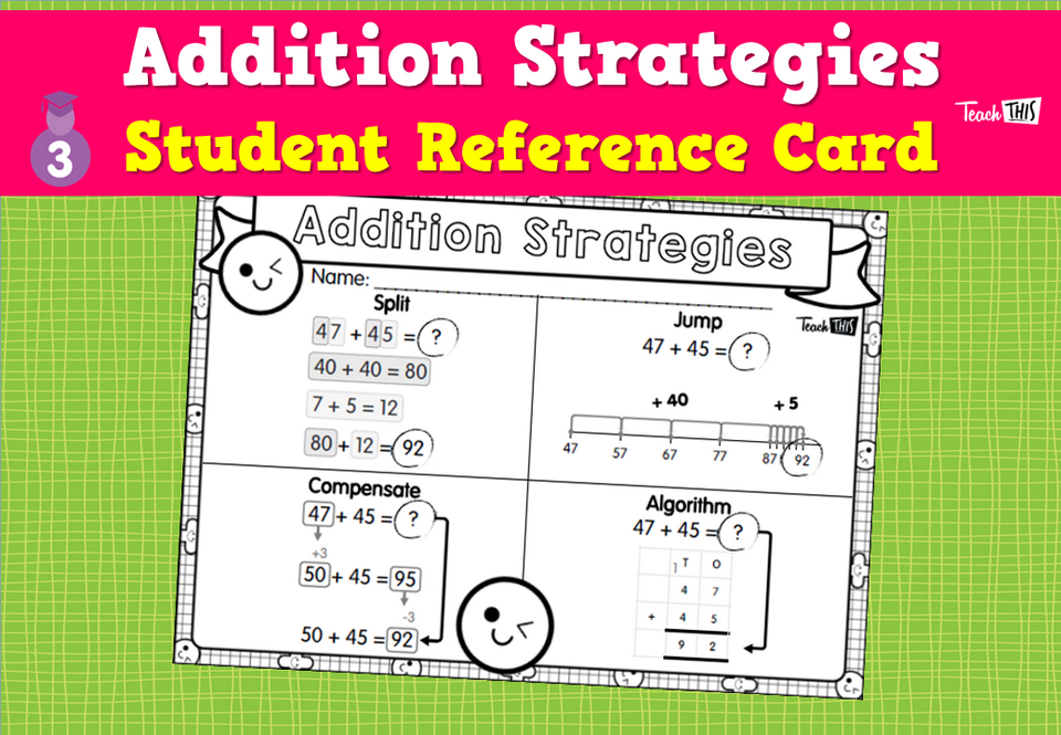 Addition Strategies - Student Reference Card :: Teacher Resources and ...