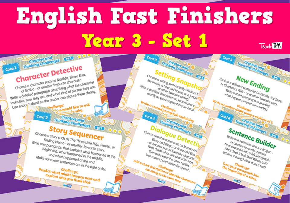 English Fast Finishers - Year 3 (Set 1:Blue) :: Teacher Resources and ...