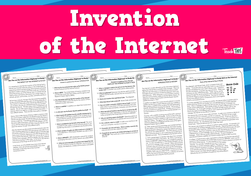 Invention of the Internet (10pg) :: Teacher Resources and Classroom ...