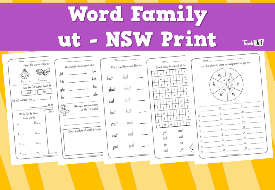 Word Family - ut - NSW Print :: Teacher Resources and Classroom Games ...