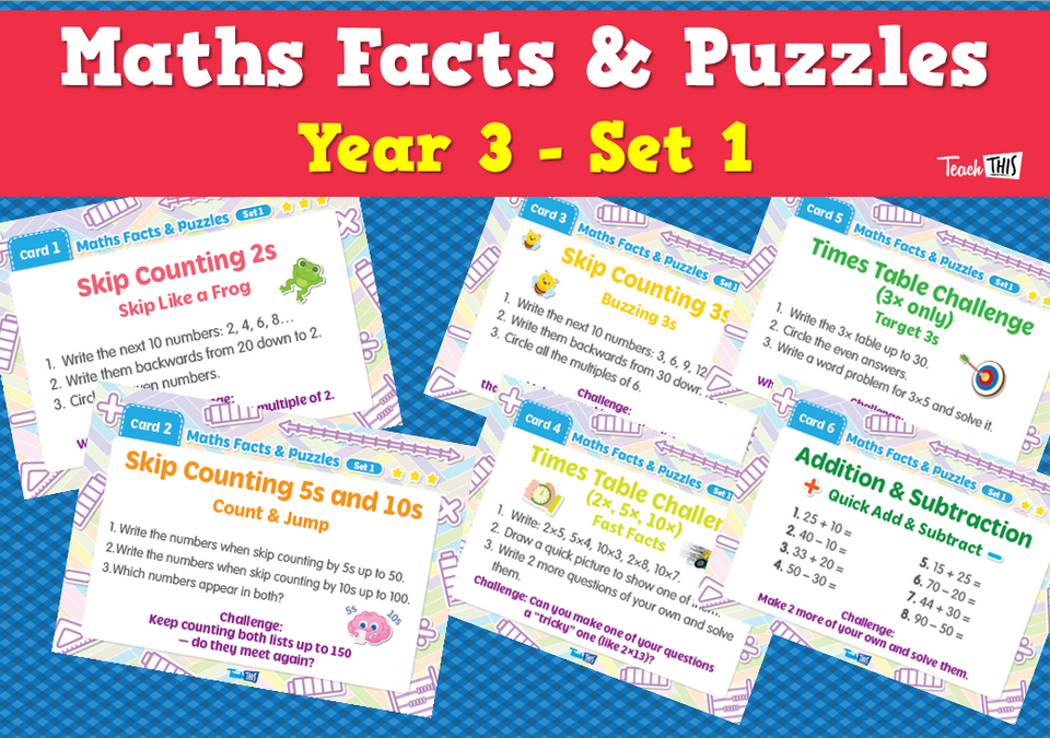 Maths Facts & Puzzles – Year 3 - Set 1 :: Teacher Resources and ...