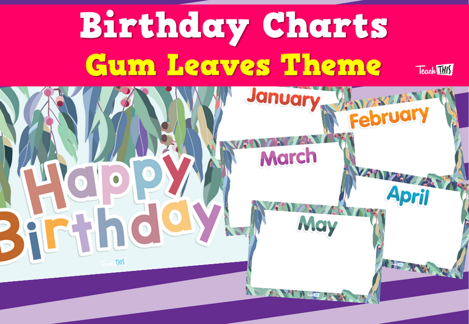 Birthday Charts - Gum Leaves Theme :: Teacher Resources and Classroom ...