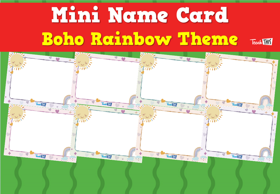Mini Name Card - Boho Rainbow Theme :: Teacher Resources and Classroom ...