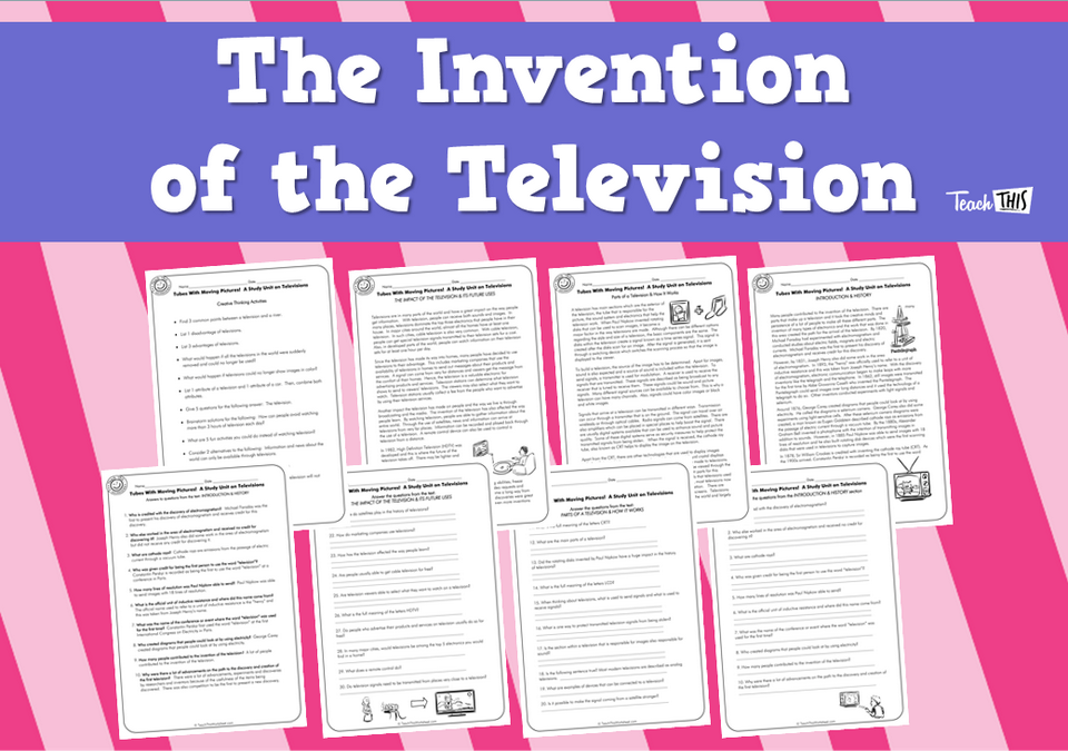 The Invention of the Television (10pg) :: Teacher Resources and ...