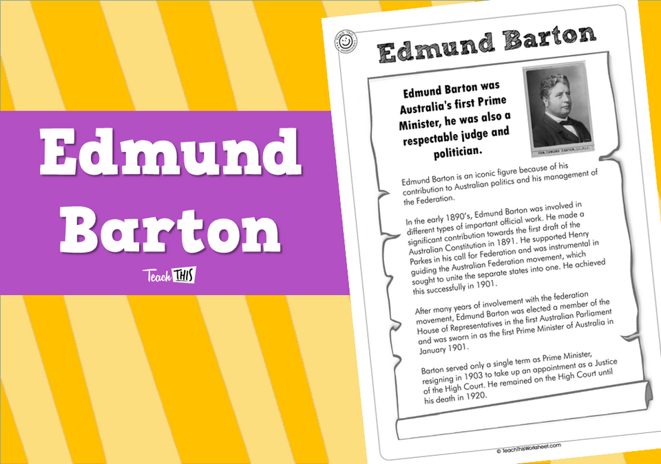 Edmund Barton (2pg) :: Teacher Resources and Classroom Games :: Teach This