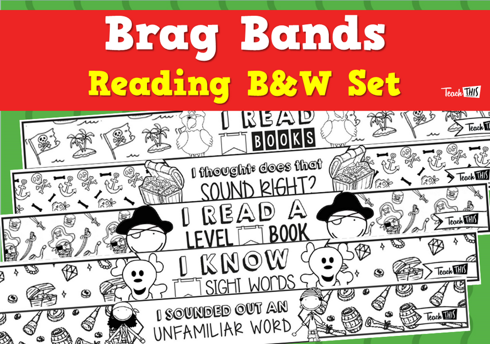 Brag Bands - Reading B&W Set :: Teacher Resources and Classroom Games ...