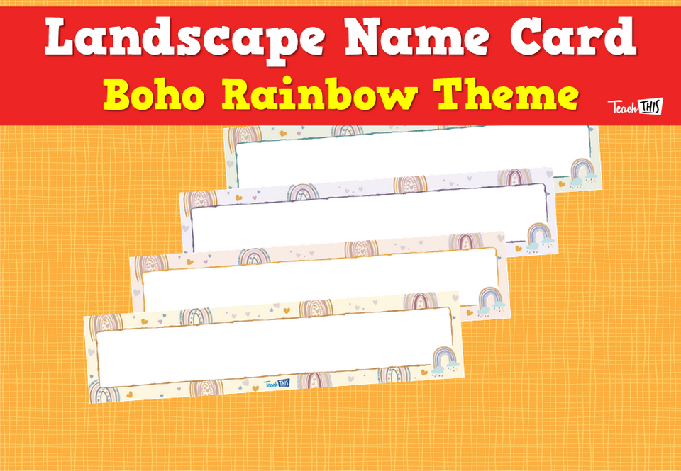Landscape Name Card - Boho Rainbow Theme :: Teacher Resources and ...