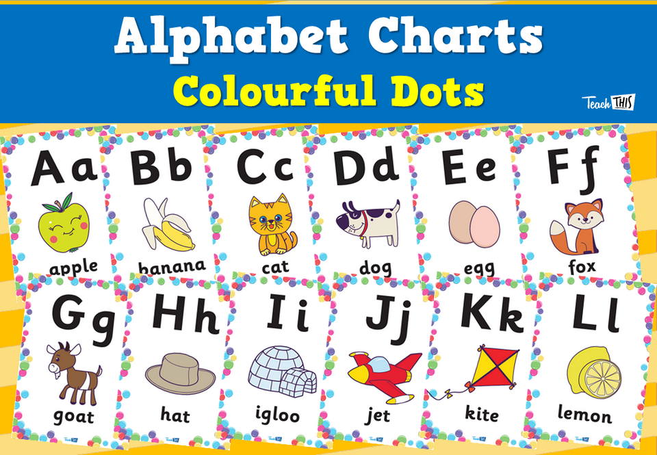 Alphabet Charts - Colourful Dots :: Teacher Resources and Classroom ...