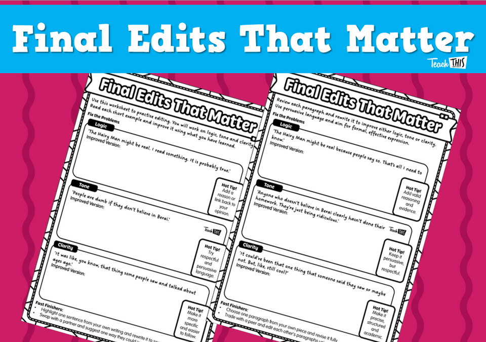 Final Edits That Matter :: Teacher Resources and Classroom Games ...