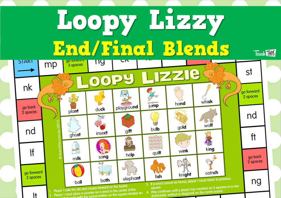 Loopy Lizzy - End/Final Blends :: Teacher Resources and Classroom Games ...