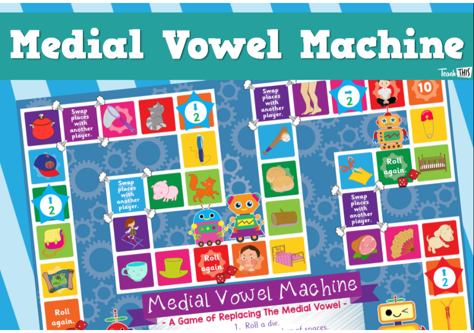 Medial Vowel Machine - Replacing Medial Vowel Boardgame :: Teacher ...