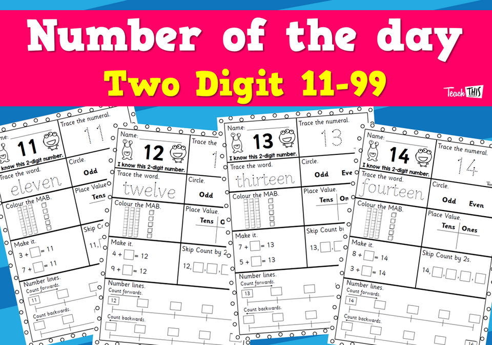 Number of the day Two digit 11 to 99 :: Teacher Resources and Classroom ...
