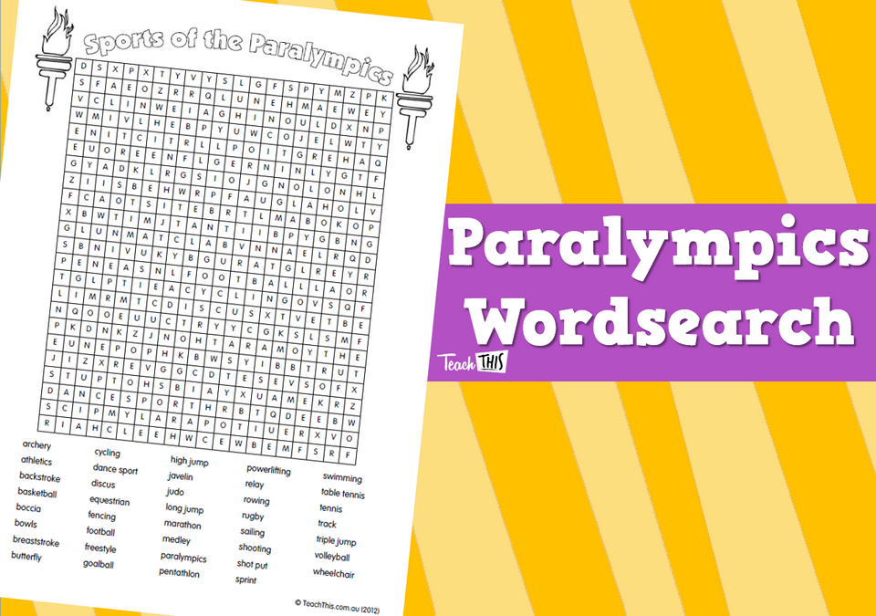 Paralympics Word Search :: Teacher Resources and Classroom Games ...
