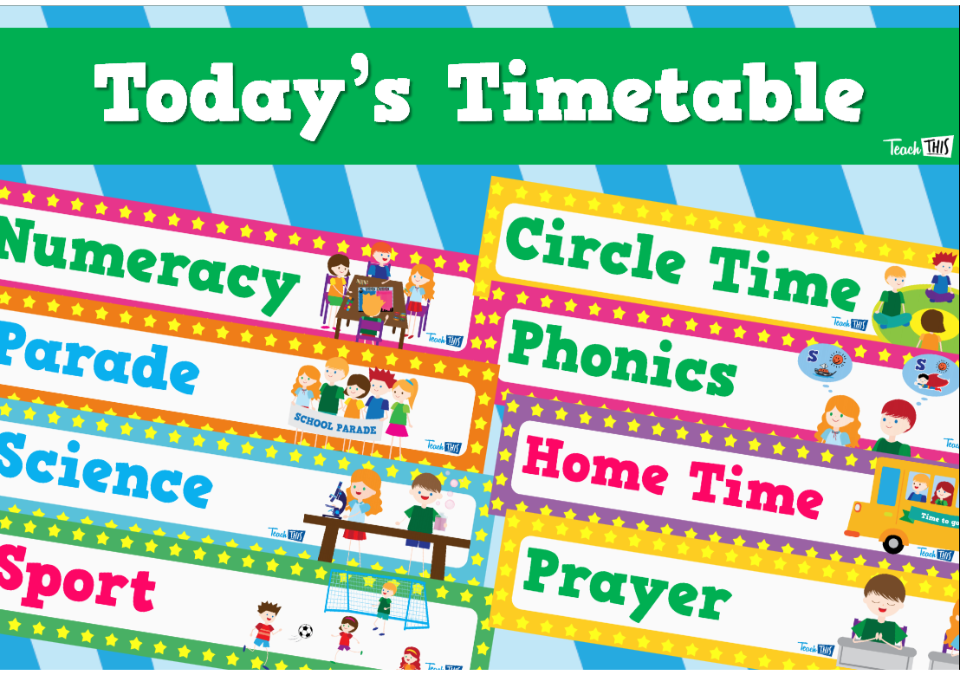 Visual Timetable - Classroom Kids Stick People :: Teacher Resources and ...