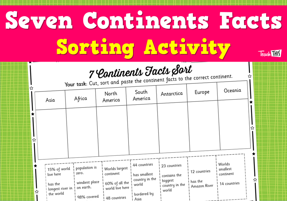 Seven Continents Facts - Sorting Activity :: Teacher Resources and ...