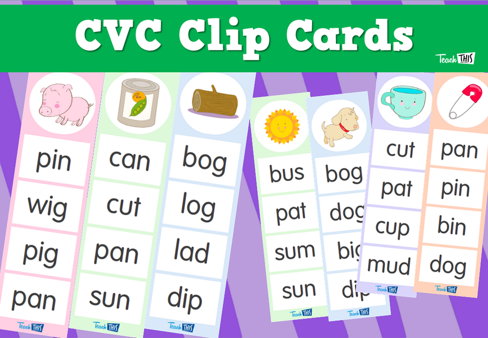 CVC Clip Cards :: Teacher Resources and Classroom Games :: Teach This