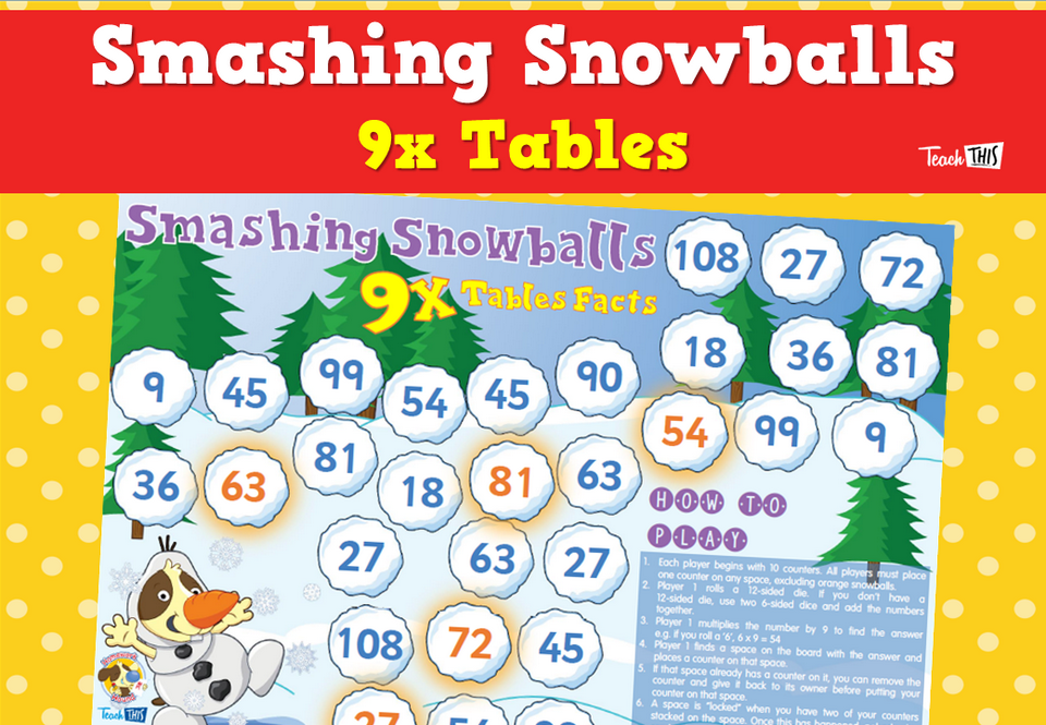 Smashing Snowballs - 9x Tables :: Teacher Resources and Classroom Games ...