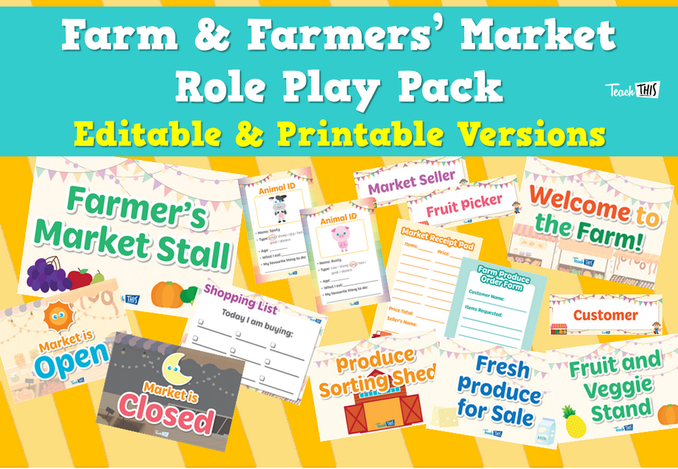 Farm & Farmers’ Market Role Play Pack - Editable & Printable Versions ...