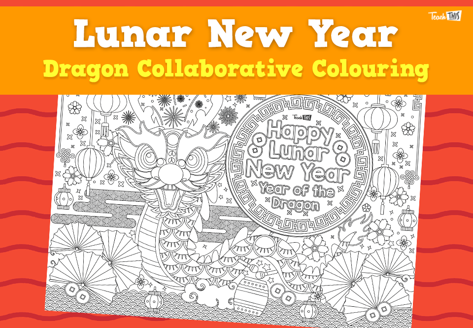 Lunar New Year - Dragon Collaborative Colouring :: Teacher Resources ...