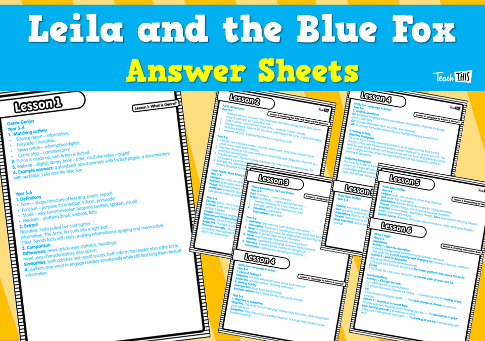 Leila and the Blue Fox - Answer Sheets :: Teacher Resources and ...