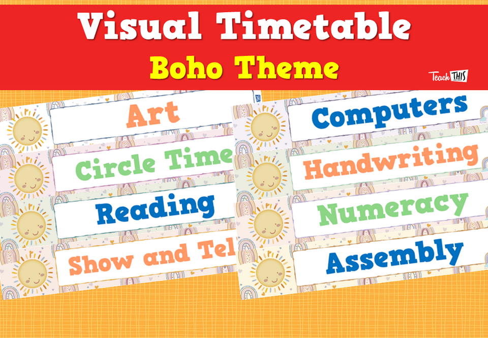 Visual Timetable - Boho Theme :: Teacher Resources and Classroom Games ...