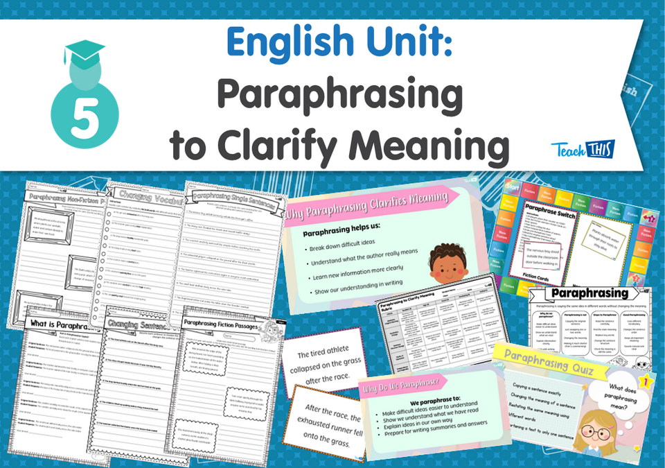English Unit: Paraphrasing to Clarify Meaning :: Teacher Resources and ...