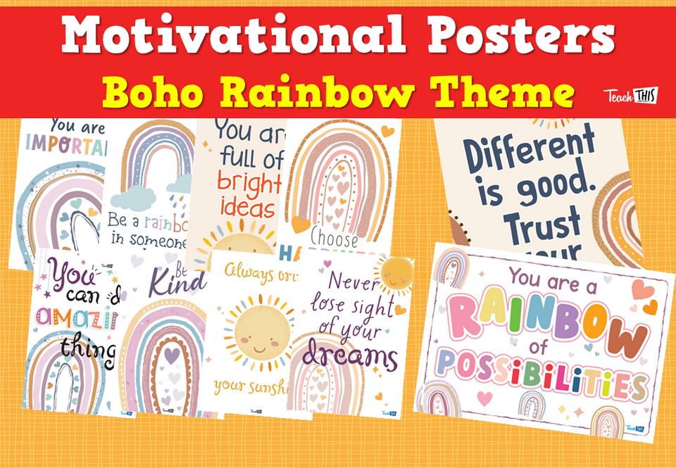 Motivational Posters - Boho Rainbow Theme :: Teacher Resources and ...