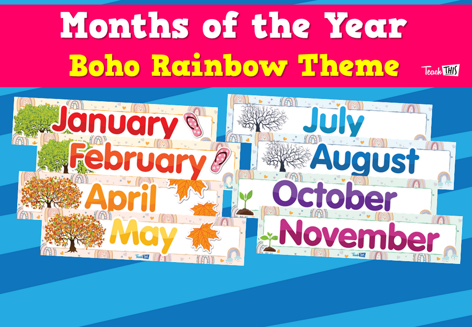 Months of the Year - Boho Rainbow Theme :: Teacher Resources and ...