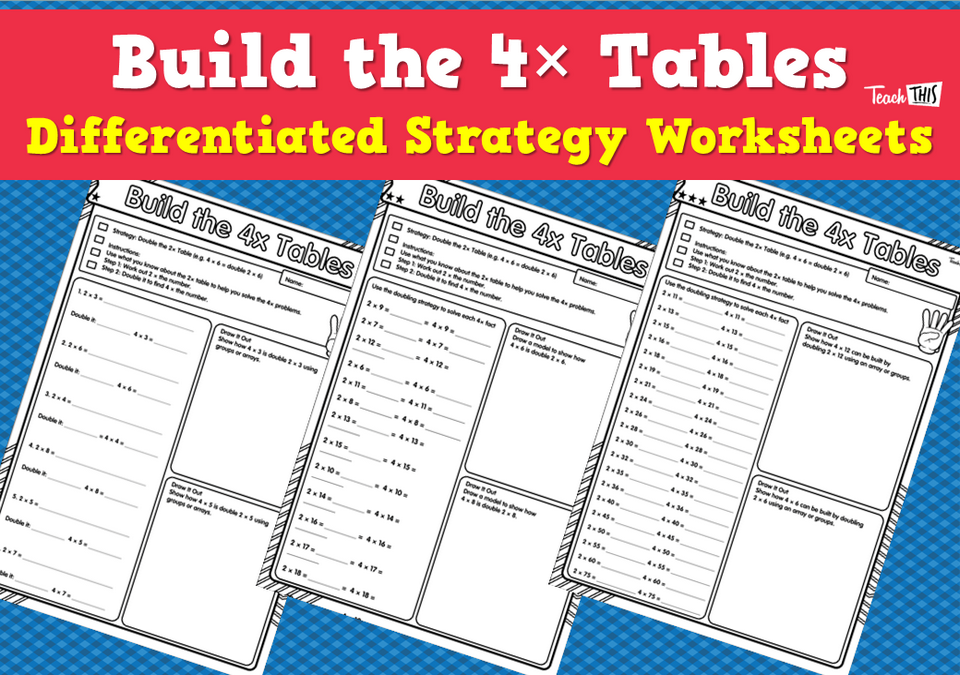 Build the 4× Tables - Differentiated Strategy Worksheets :: Teacher ...