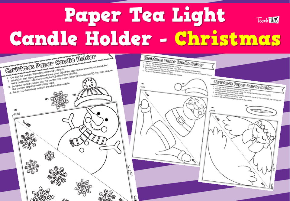Paper Tea Light Candle Holder - Christmas :: Teacher Resources and ...