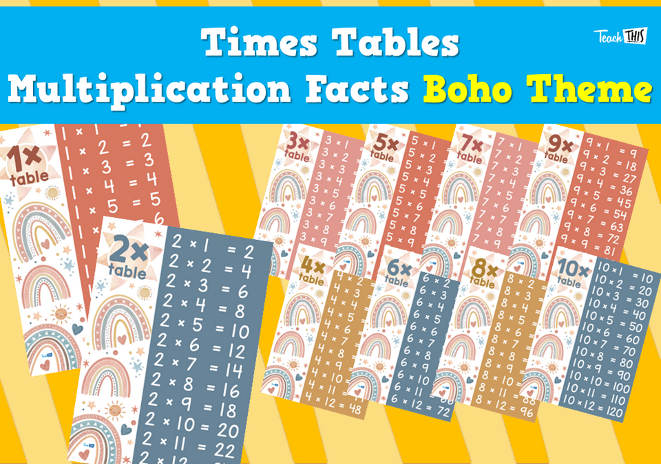 Times Tables - Multiplication Facts - Boho Theme :: Teacher Resources ...