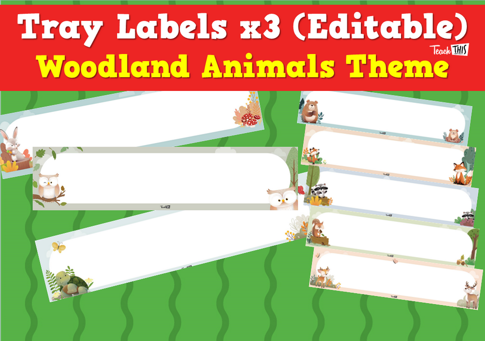 Tray Labels x3 (Editable) - Woodland Animals Theme :: Teacher Resources ...