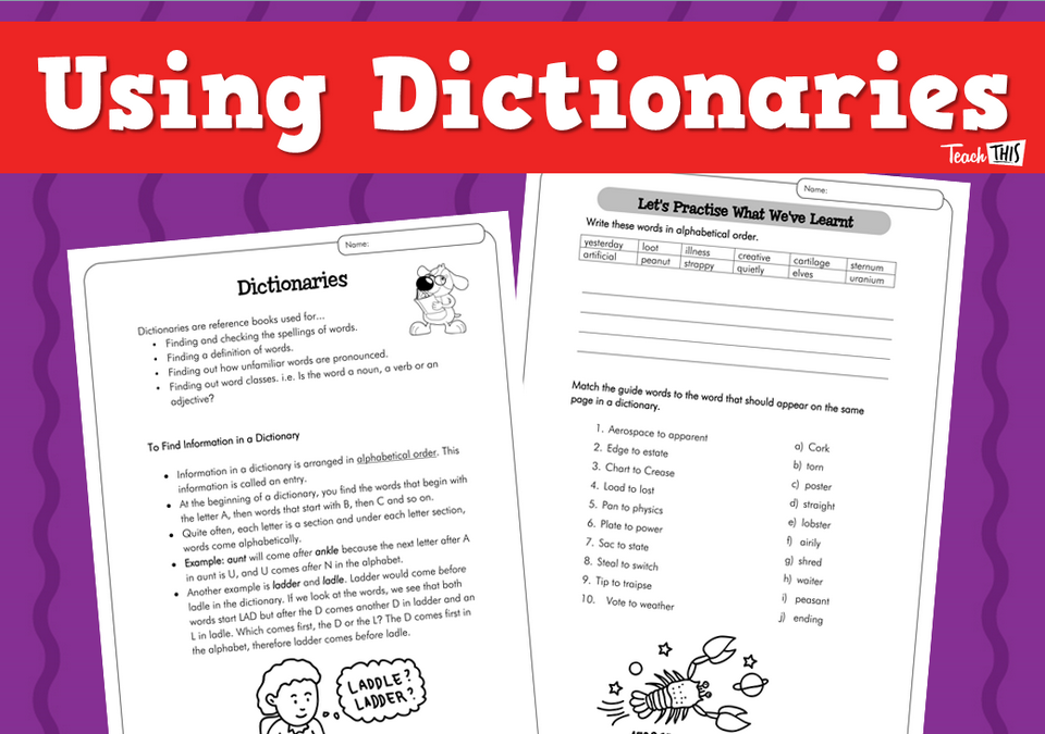 Using Dictionaries :: Teacher Resources and Classroom Games :: Teach This