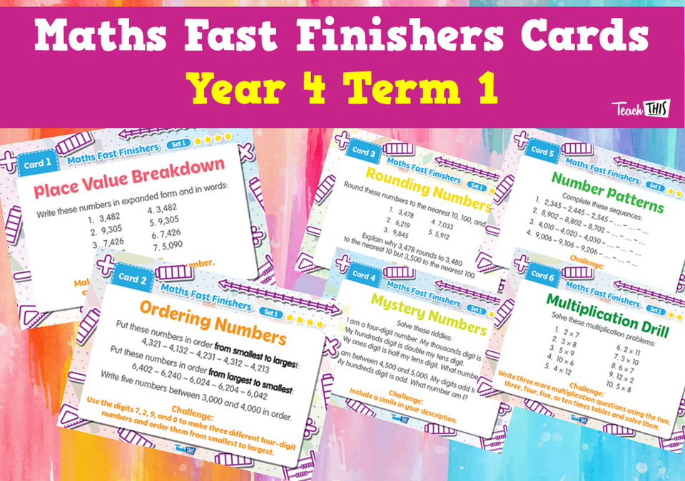 Maths Fast Finishers Cards - Year 4 Term 1 :: Teacher Resources and ...