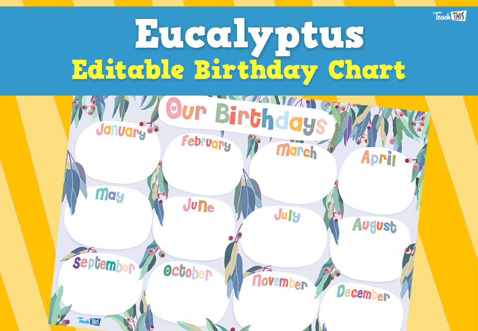 Eucalyptus - Editable Birthday Chart :: Teacher Resources and Classroom ...