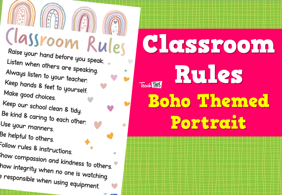 Classroom Rules - Boho Themed Portrait :: Teacher Resources and ...