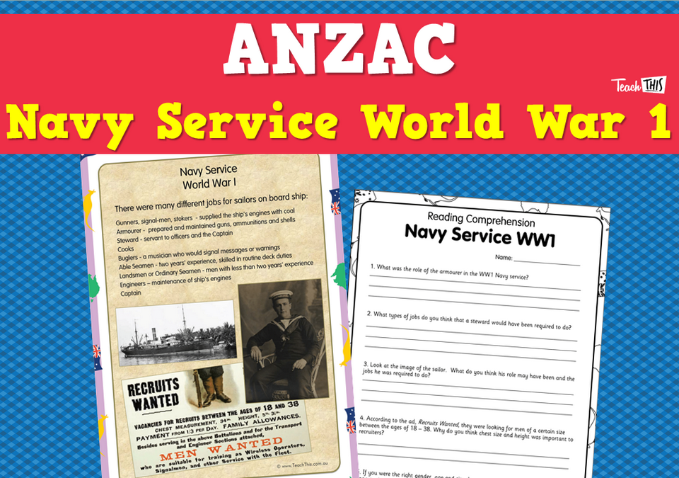 ANZAC Navy Service World War 1 :: Teacher Resources and Classroom Games ...