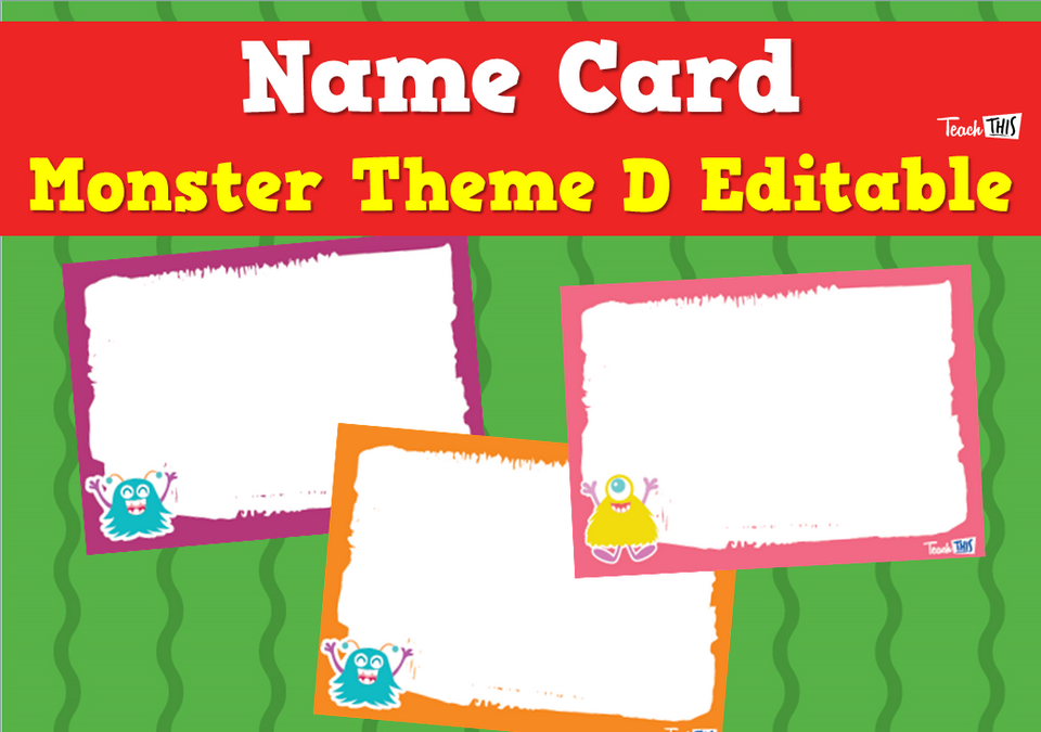 Name Card - Monster Theme D Editable :: Teacher Resources and Classroom ...