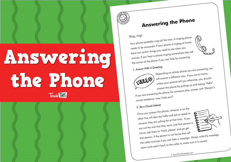 Answering the Phone (2pg) :: Teacher Resources and Classroom Games ...