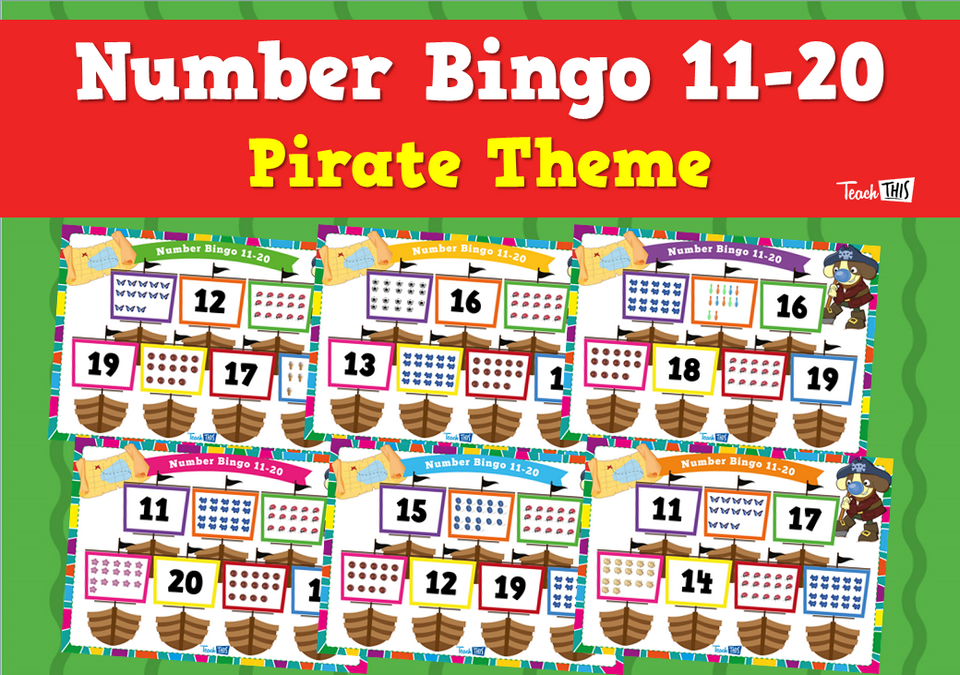 Number Bingo 11-20 - Pirate Theme :: Teacher Resources and Classroom ...