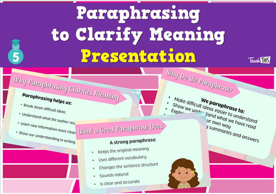 Paraphrasing to Clarify Meaning - Presentation :: Teacher Resources and ...
