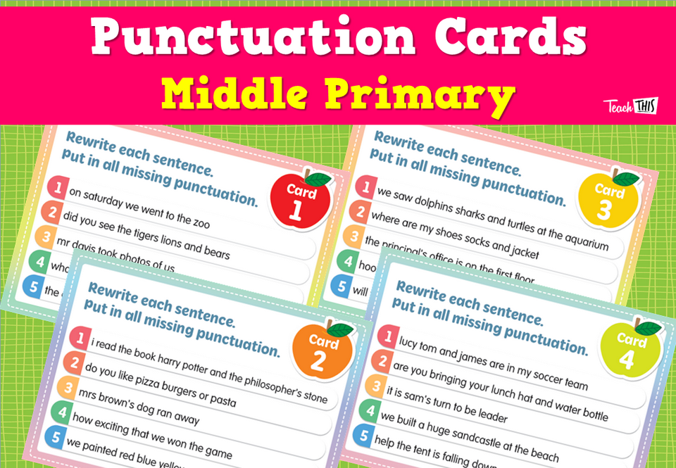 Punctuation Cards - Middle Primary :: Teacher Resources and Classroom ...