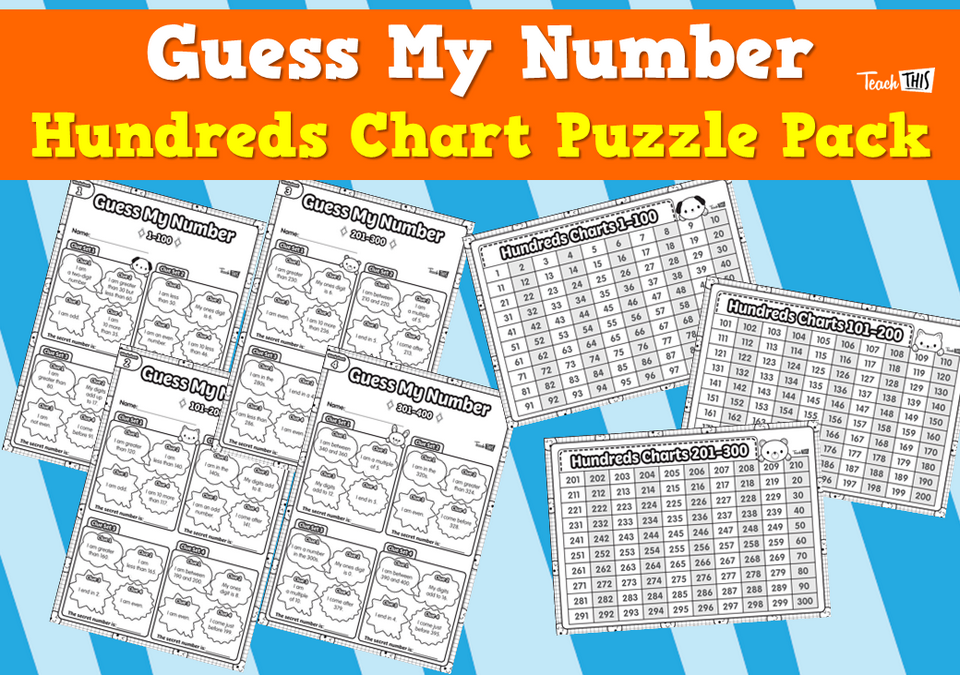 Guess My Number - Hundreds Chart Puzzle Pack :: Teacher Resources and ...