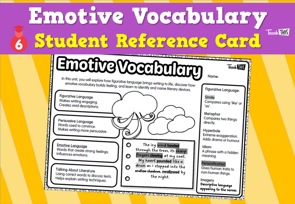 Emotive Vocabulary - Student Reference Card :: Teacher Resources and ...