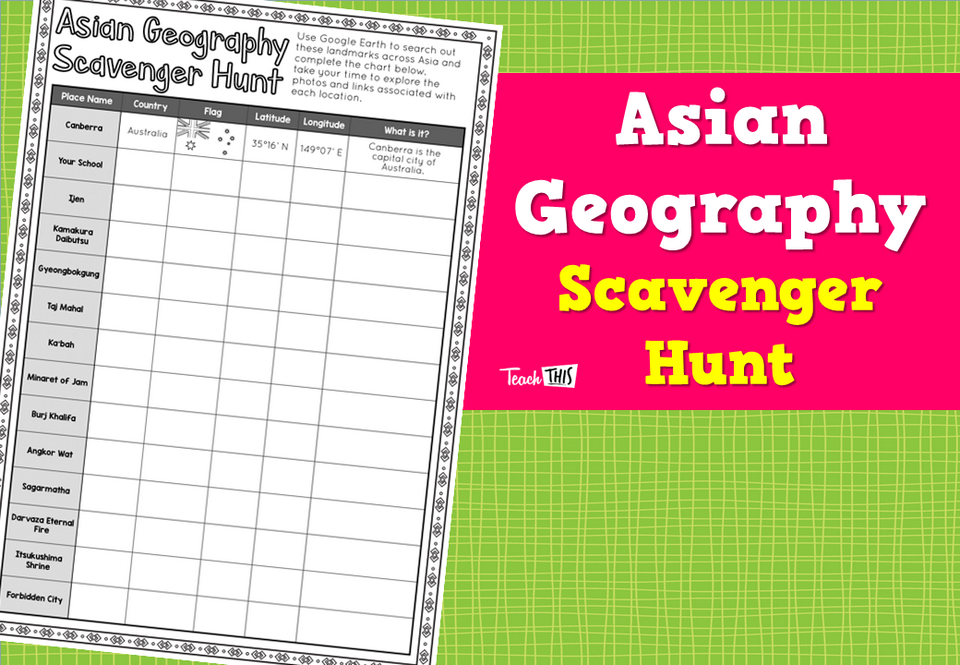 Asian Geography Scavenger Hunt :: Teacher Resources and Classroom Games ...
