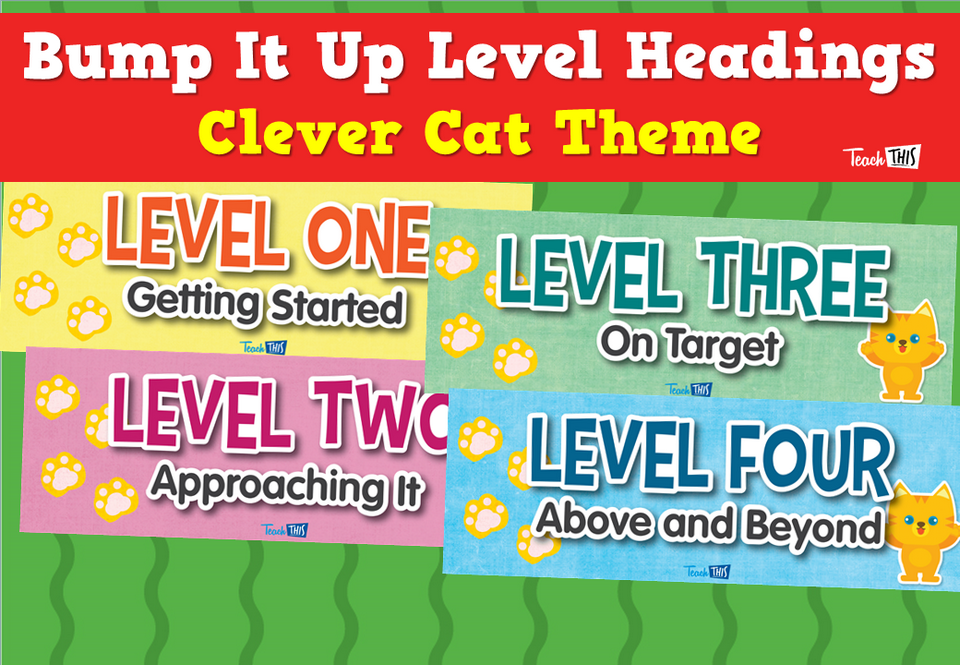 Bump It Up Level Headings - Clever Cat Theme :: Teacher Resources and ...