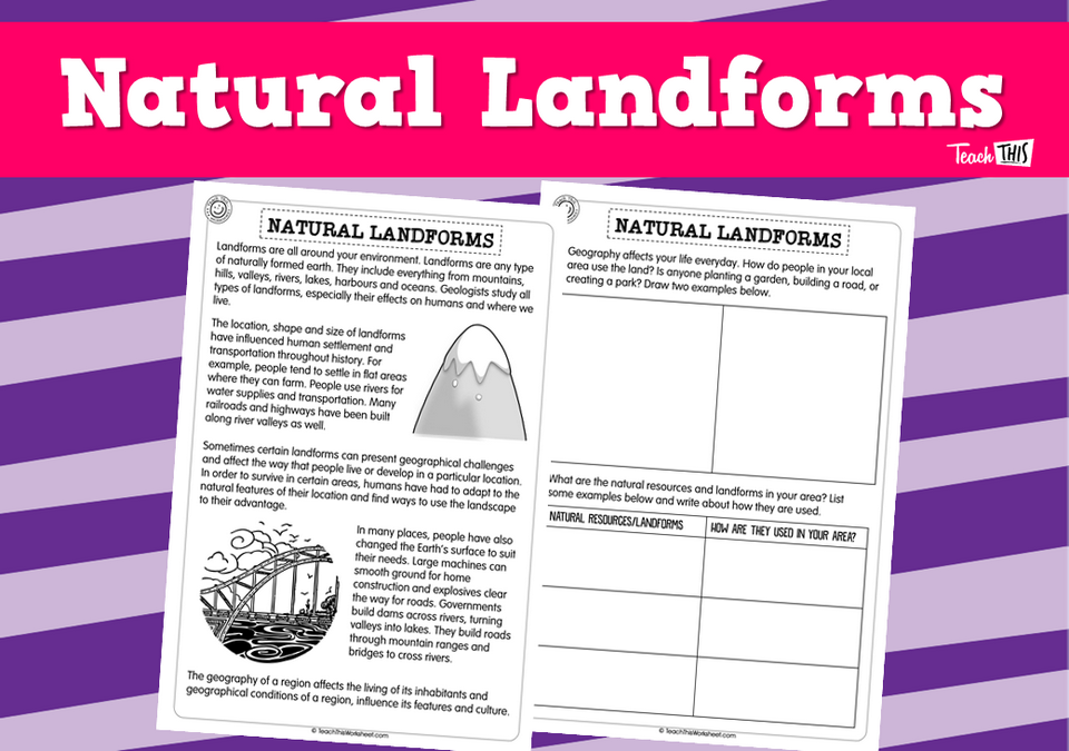 Natural Landforms (2pg) :: Teacher Resources and Classroom Games ...