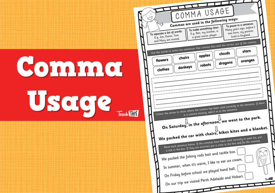 Comma Usage :: Teacher Resources and Classroom Games :: Teach This