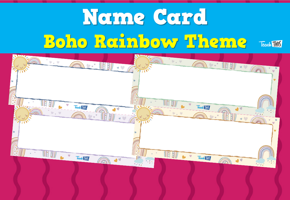 Name Card - Boho Rainbow Theme :: Teacher Resources and Classroom Games ...