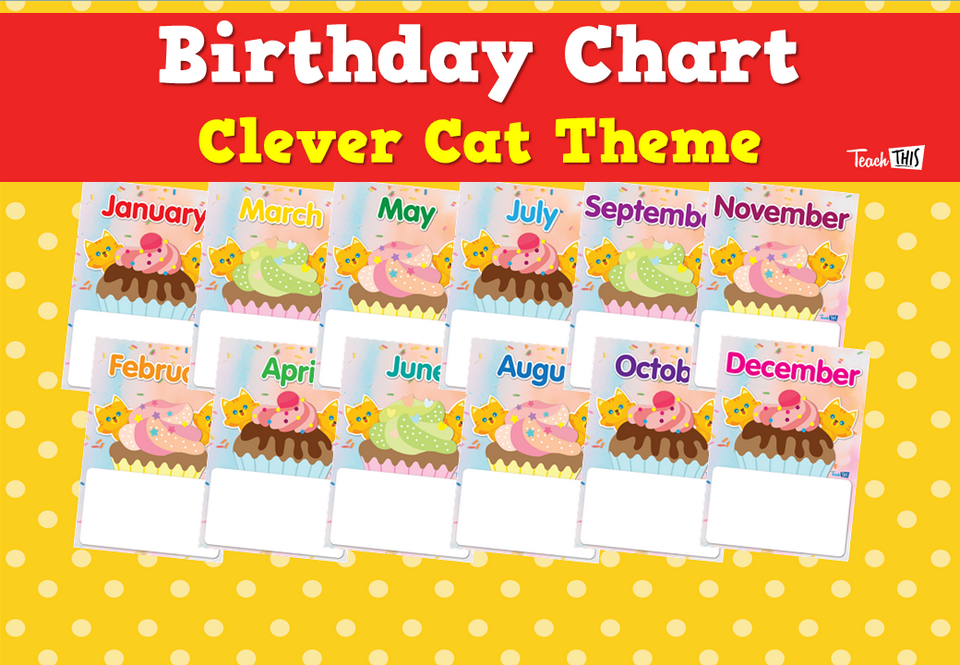 Birthday Chart - Clever Cat Theme :: Teacher Resources and Classroom ...